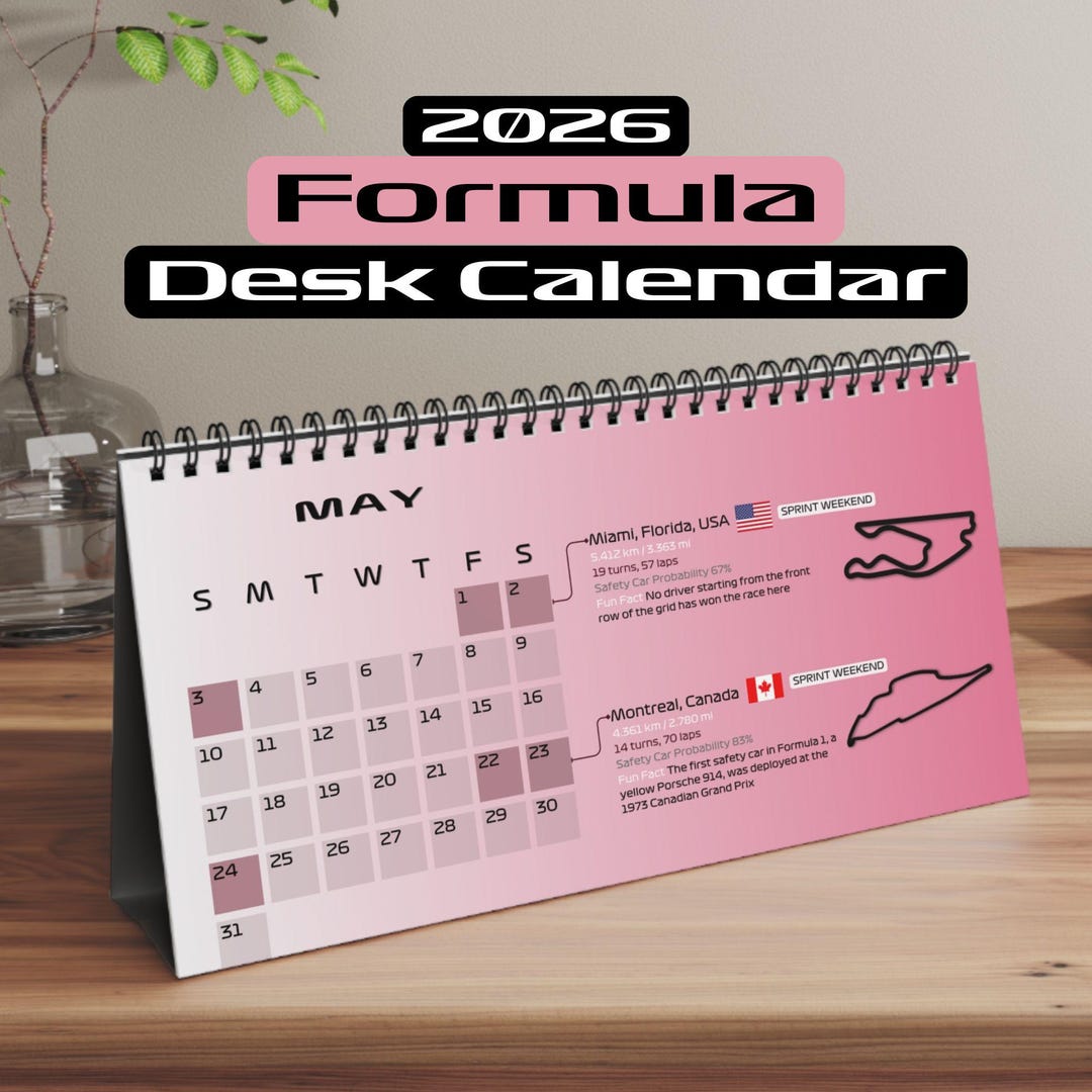 F1 Calendar Formula 1 Calendar Formula 1 Desk Calendar for F1 Fan 2026 ...