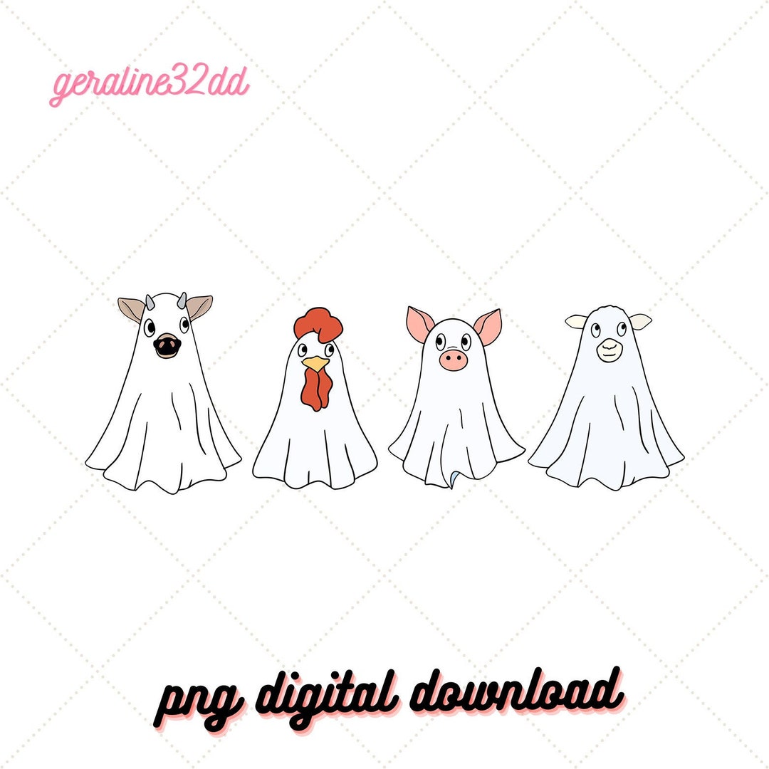 Farmer Animal Ghost Halloween Png Ghost Cow Png Ghost - Etsy