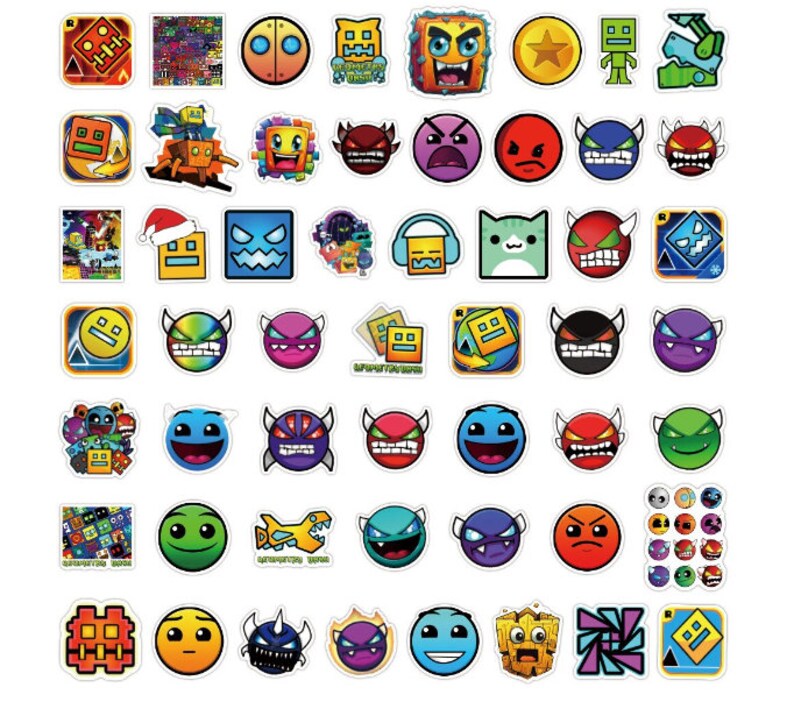 Cartoon Geometry Dash Stickers Aesthetic Decals Decorative Scrapbook ...