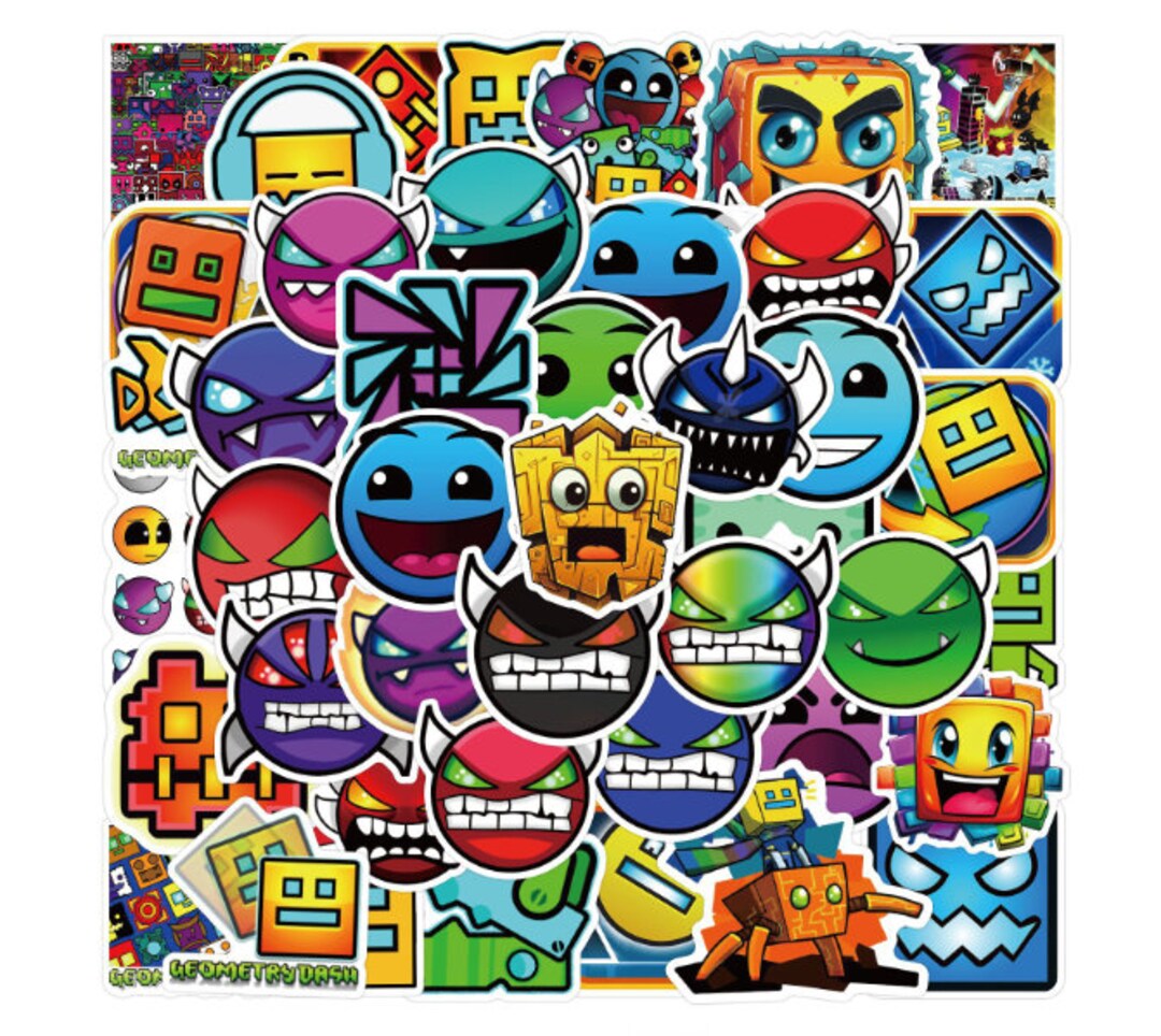 Cartoon Geometry Dash Stickers Aesthetic Decals Decorative Scrapbook ...