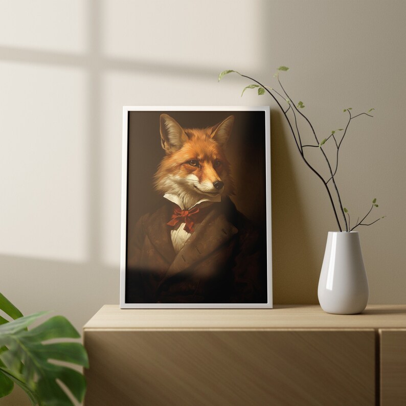 Dapper Fox | Vintage Portrait of Fox in Official Suit | Digital Wall ...