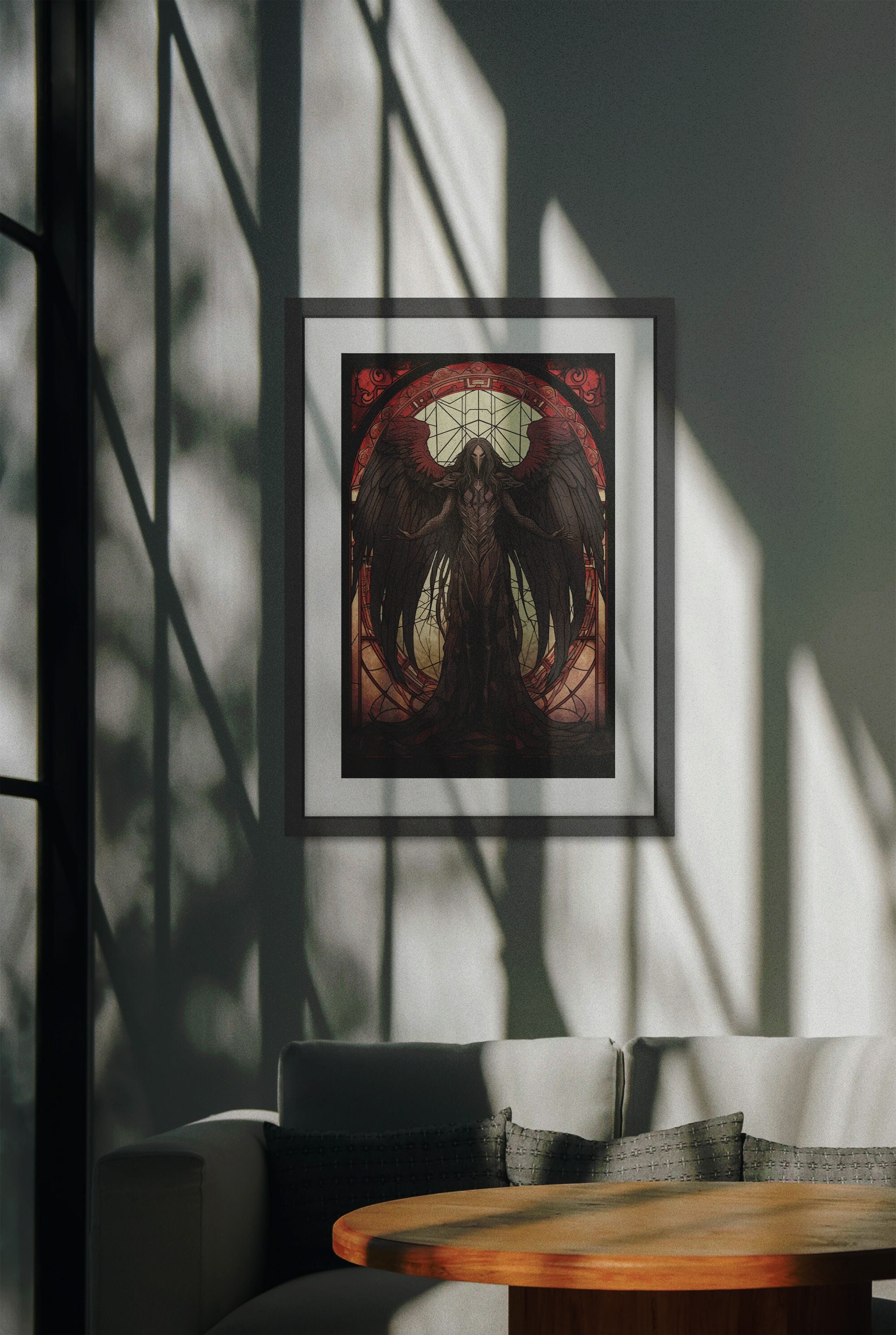 Lucifer in Gothic Stained Glass, Majestic LUCIFER HALLOWEEN Wall ART ...