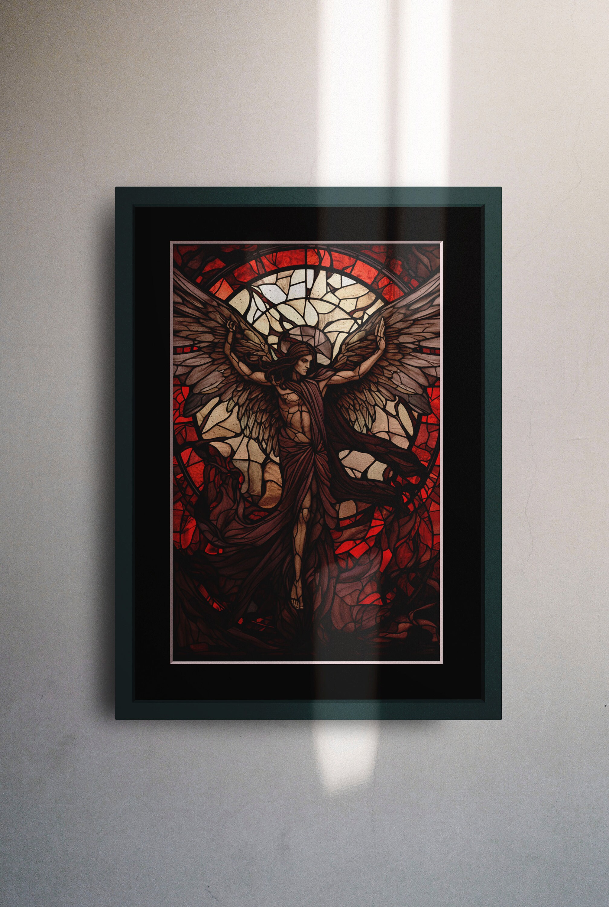 Majestic Stained Glass Style Lucifer Wall Art Print Printable Halloween ...