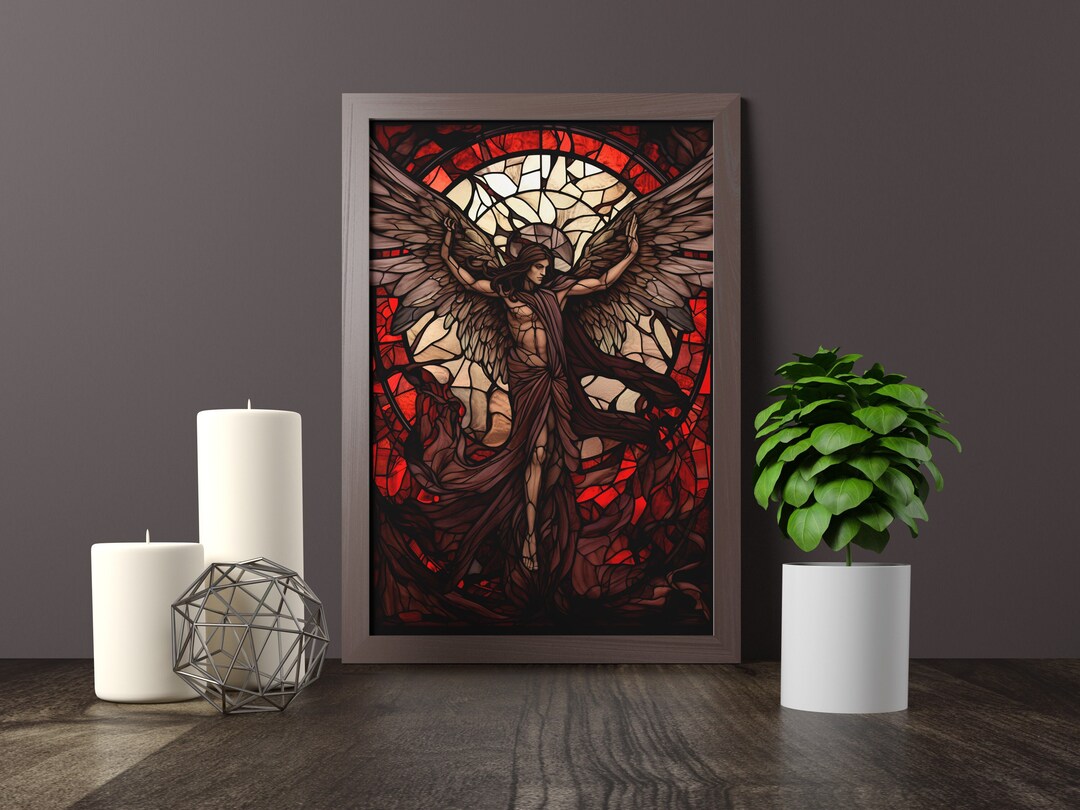 Majestic Stained Glass Style Lucifer | Wall Art Print | Printable ...