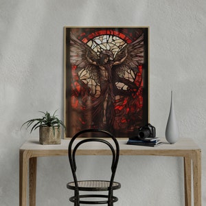 Majestic Stained Glass Style Lucifer Wall Art Print Printable Halloween ...