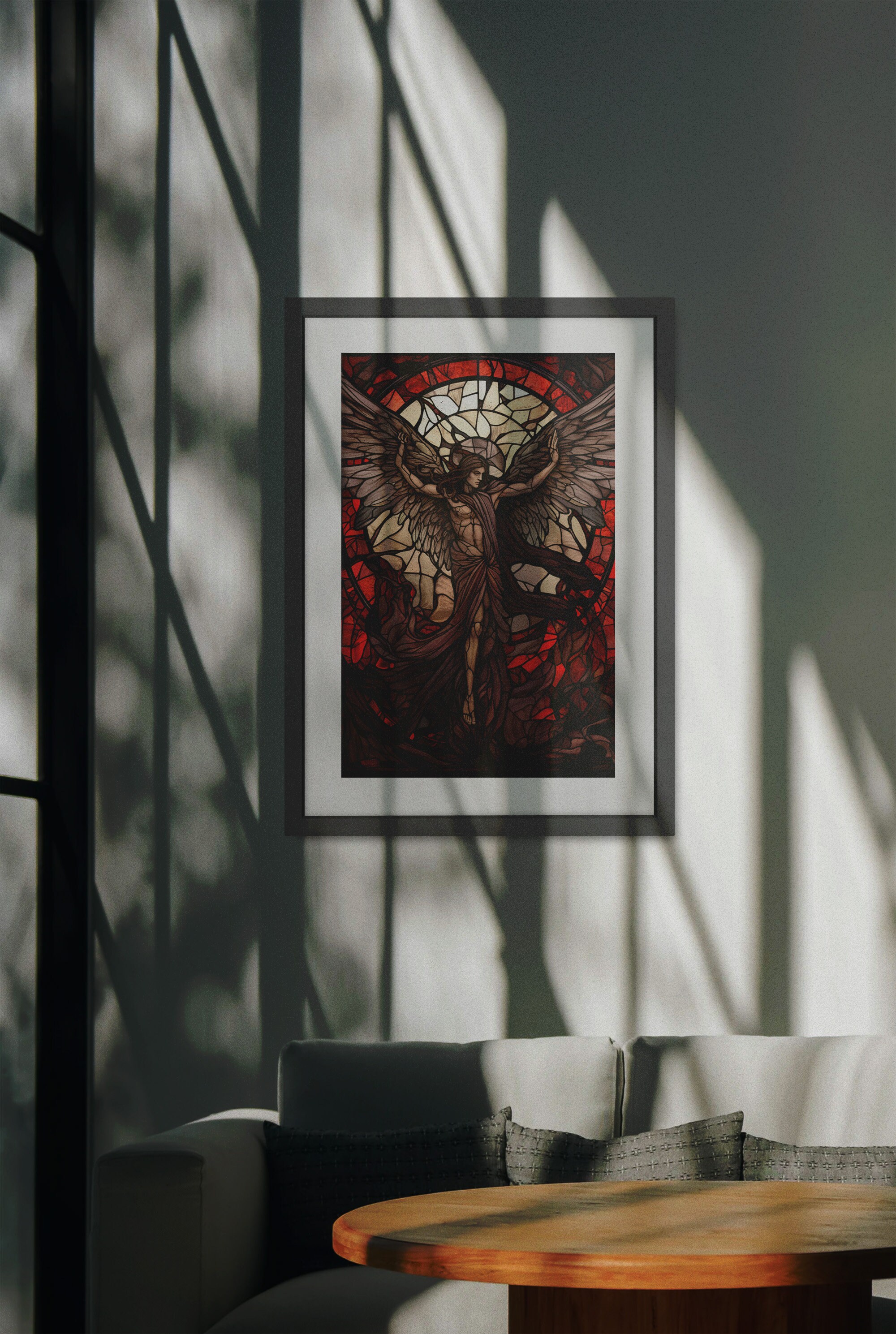 Majestic Stained Glass Style Lucifer Wall Art Print Printable Halloween ...