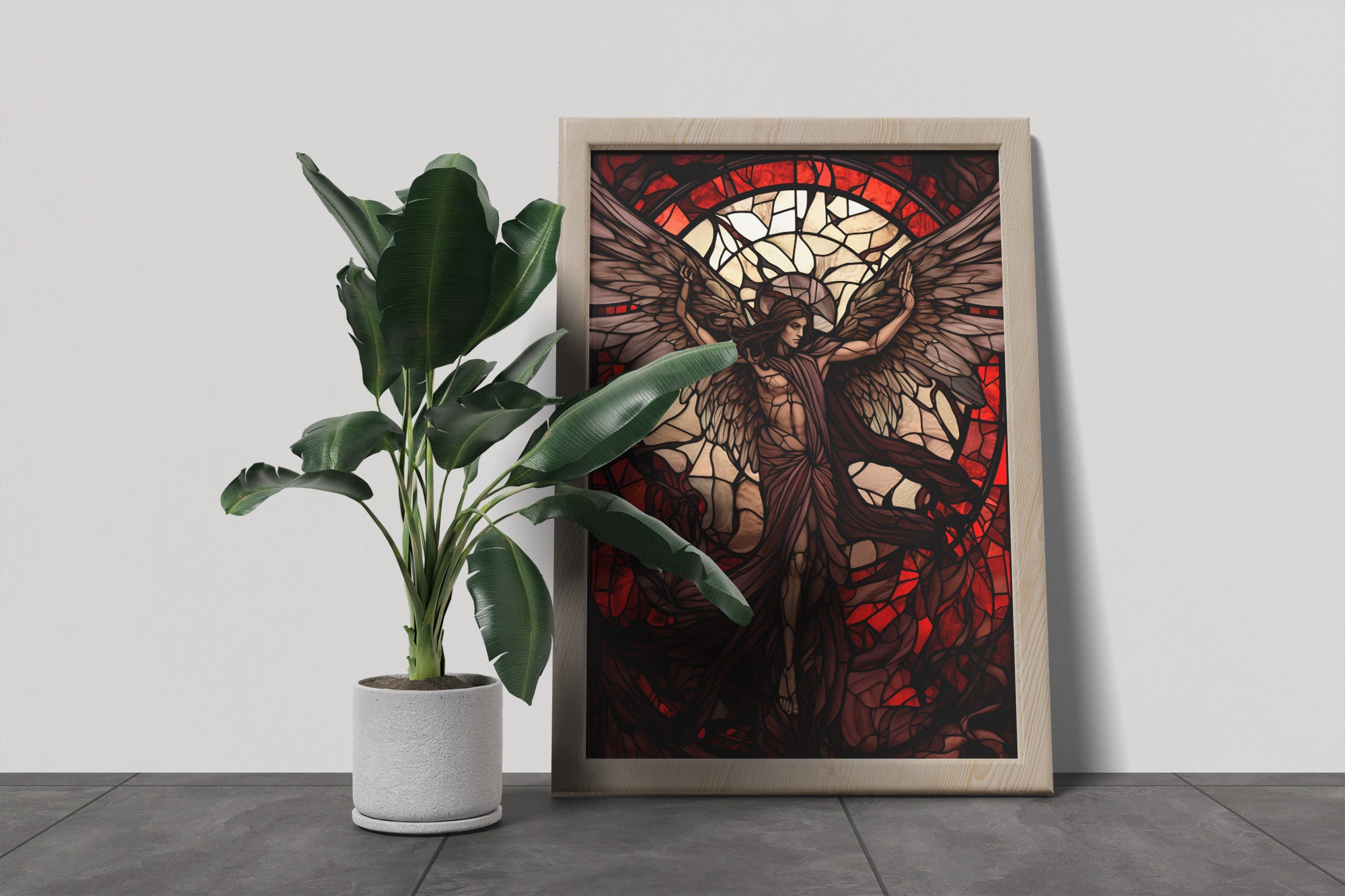 Majestic Stained Glass Style Lucifer Wall Art Print Printable Halloween ...
