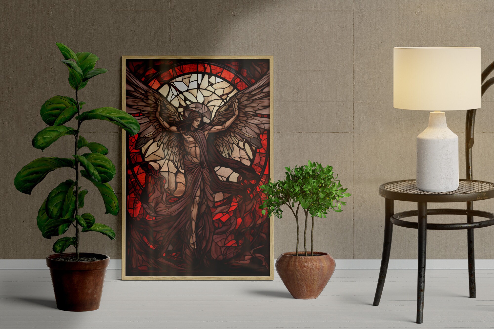 Majestic Stained Glass Style Lucifer Wall Art Print Printable Halloween ...