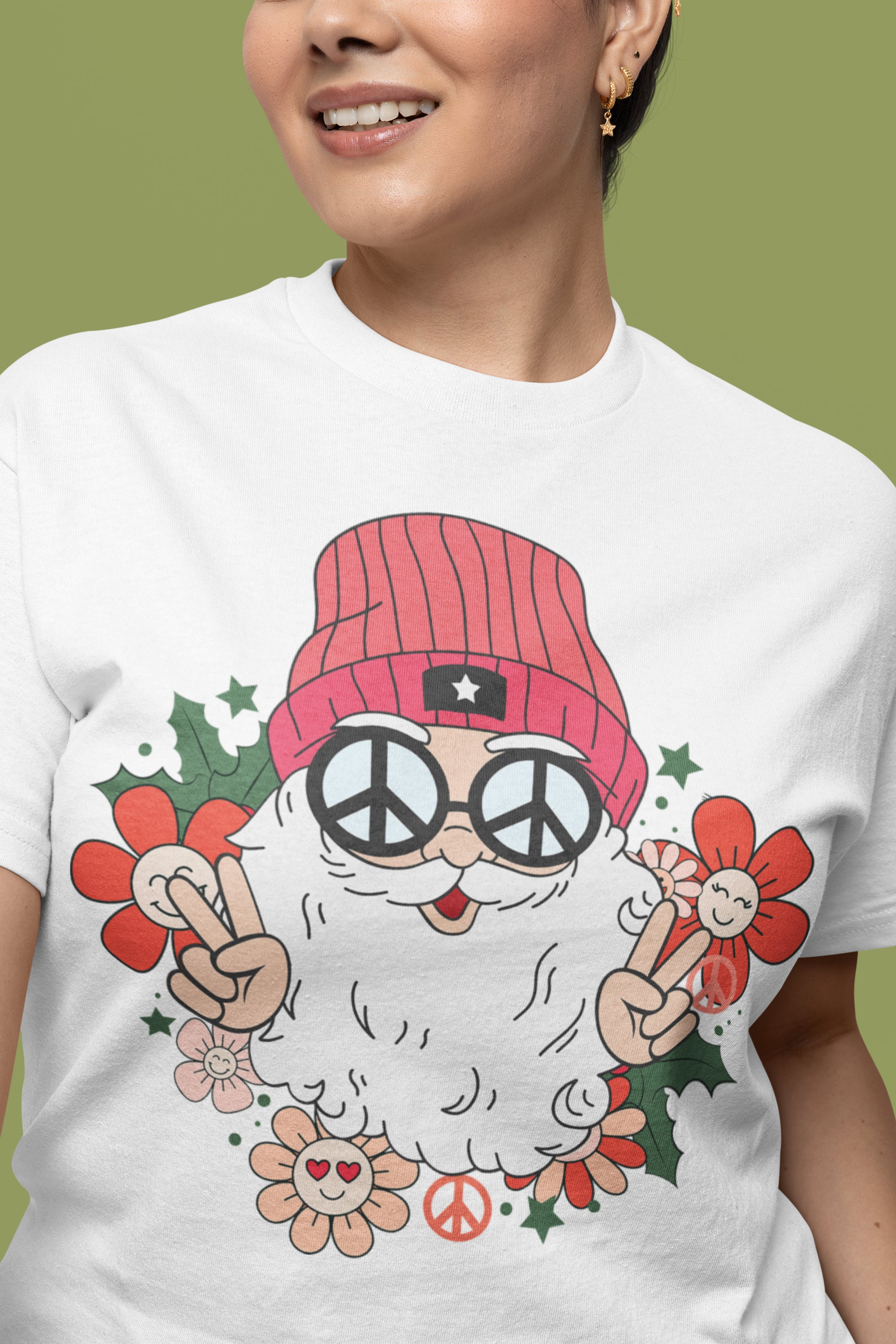 Hippie Santa PNG BUNDLE, Black Santa Png, Peace Signs Santa Png, Retro ...