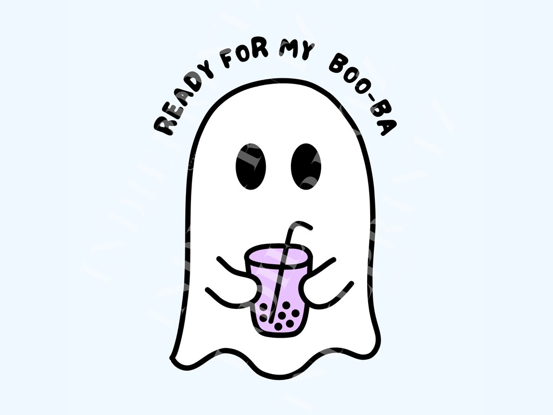 Boba Ghost PNG Halloween Ghost Png Halloween Clipart Retro - Etsy