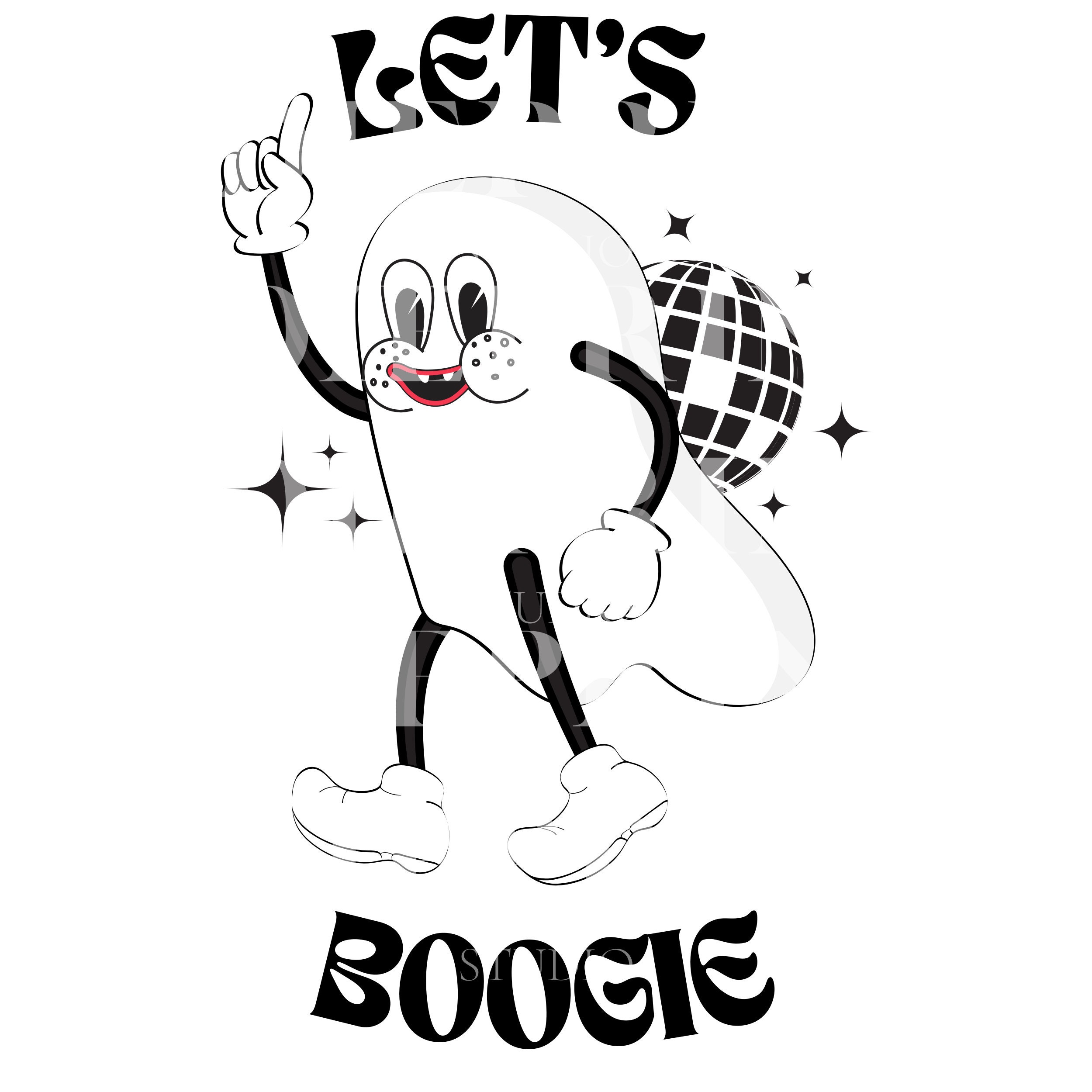 Retro Ghost Let's Boogie PNG Bundle, Ghost Halloween Clipart, Cute ...