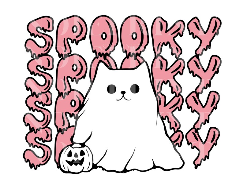 Spooky PNG, Retro Ghost Cat Halloween Png, Halloween Clipart, Halloween ...