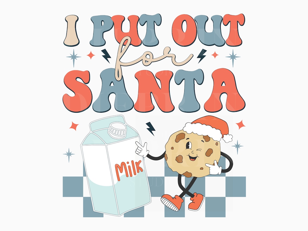 Retro Christmas Png Milk and Cookies Png Santa PNG Holiday - Etsy