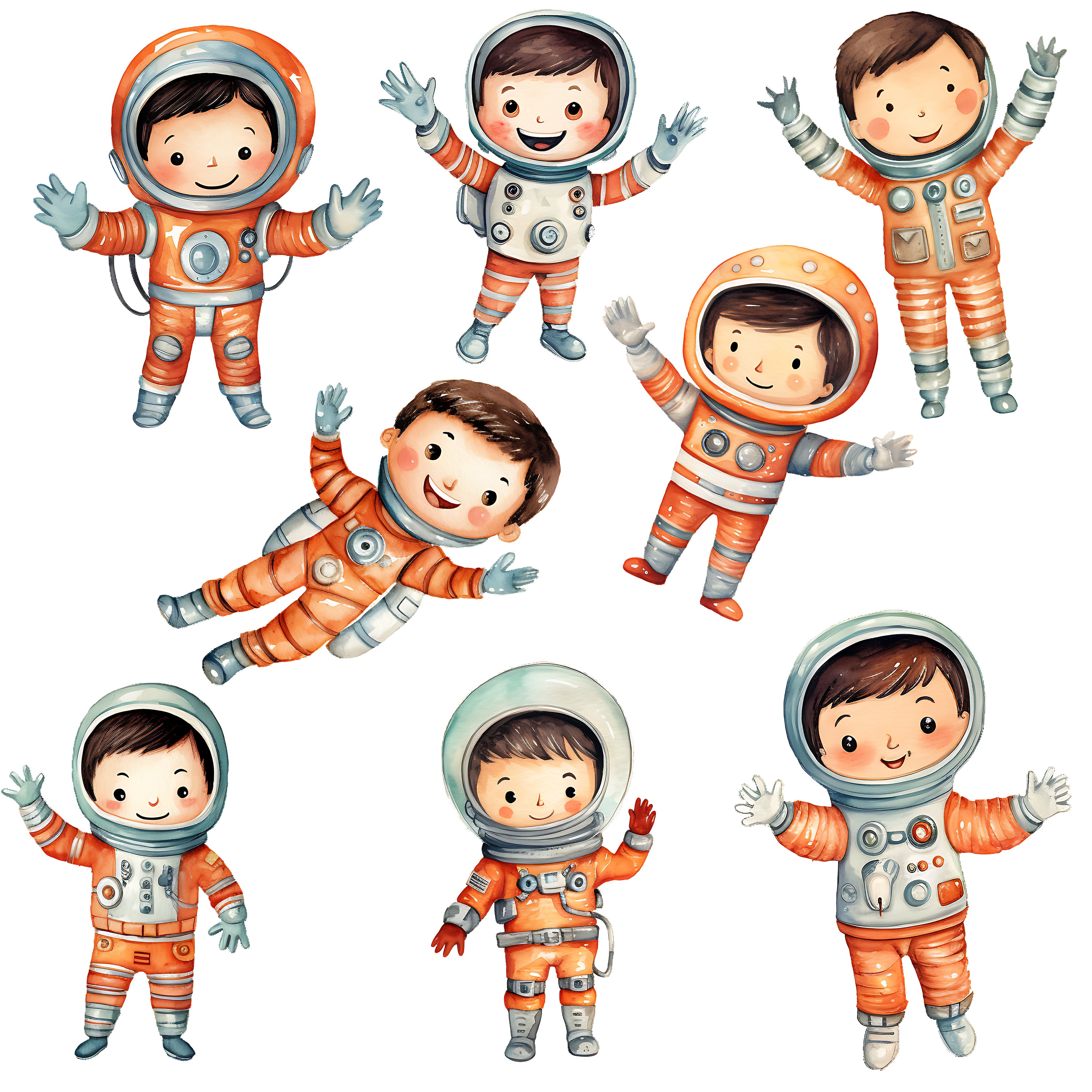 Watercolor Space Clip Art, Planets, Aliens, Rocket Ship, Astronaut, and ...