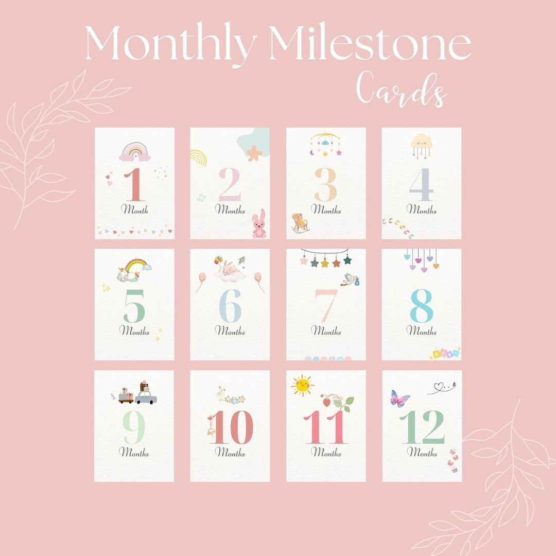 Milestone Cards, Monthly Milestone Cards , Printable Monthly Milestone ...