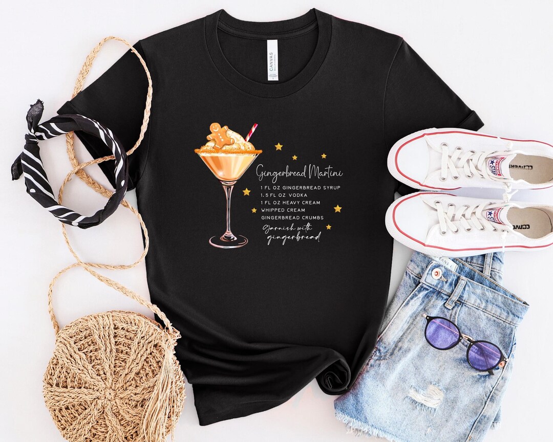 Gingerbread Martini Recipe Shirt Christmas Cocktail T Shirt for Her ...