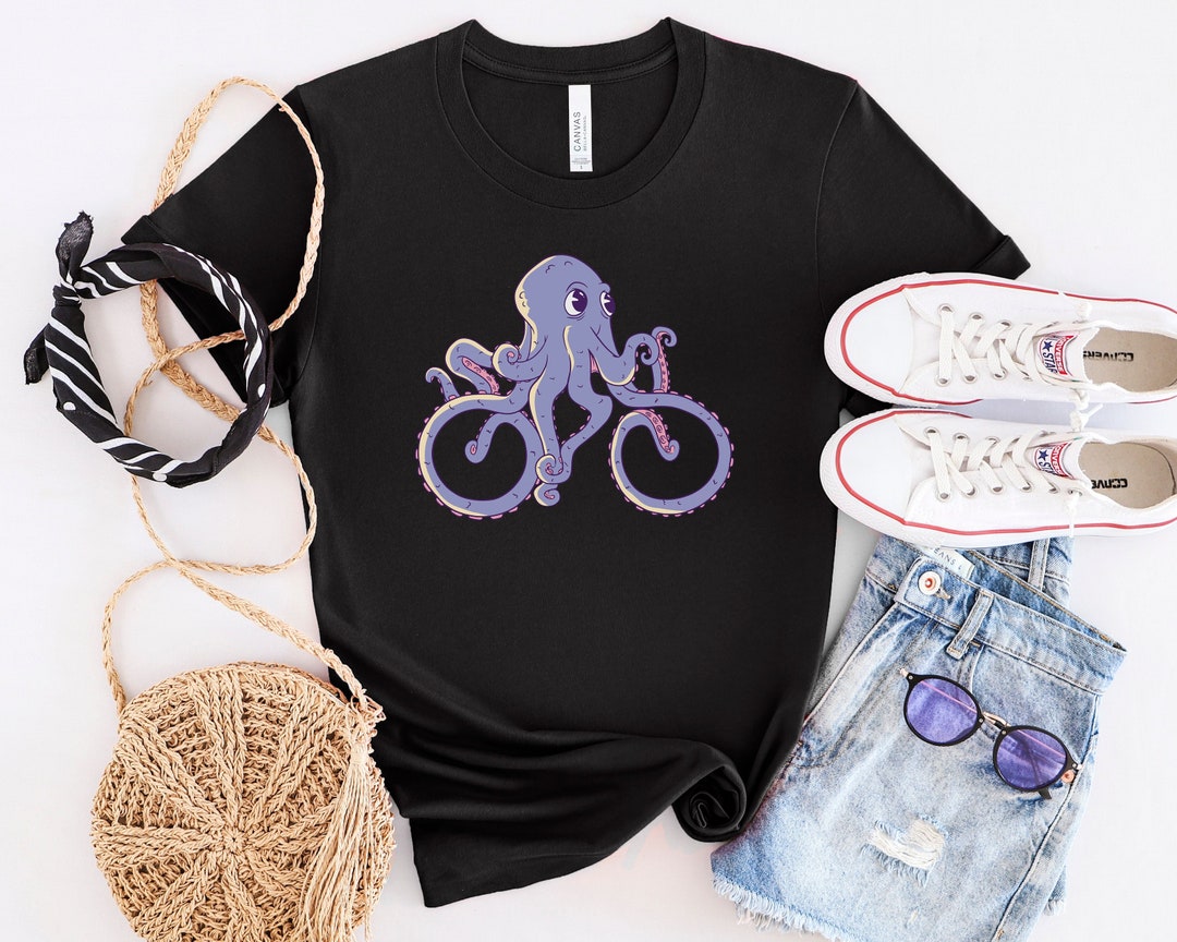 Octopus Bicycle Shape Shirt, Octopus Graphic Tee, Gift for Ocean Lover ...