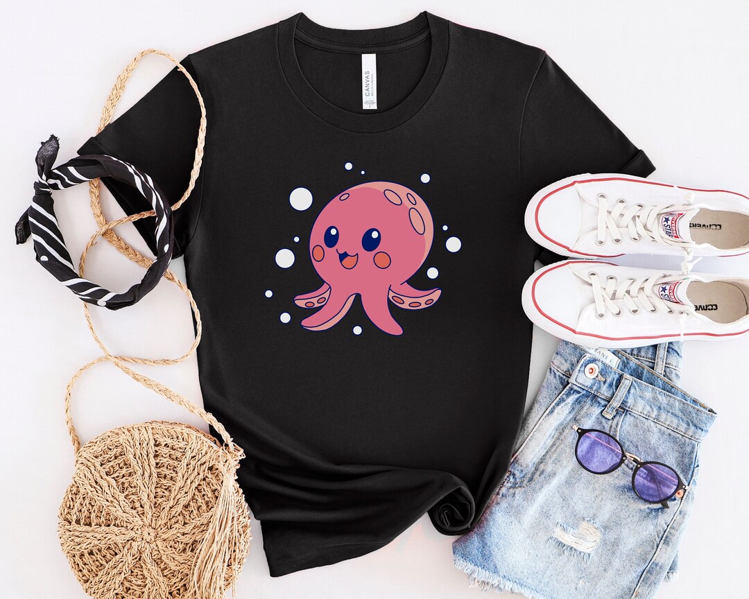 Cartoon Cute Octopus Shirt, Octopus Graphic Tee, Gift for Ocean Lover ...