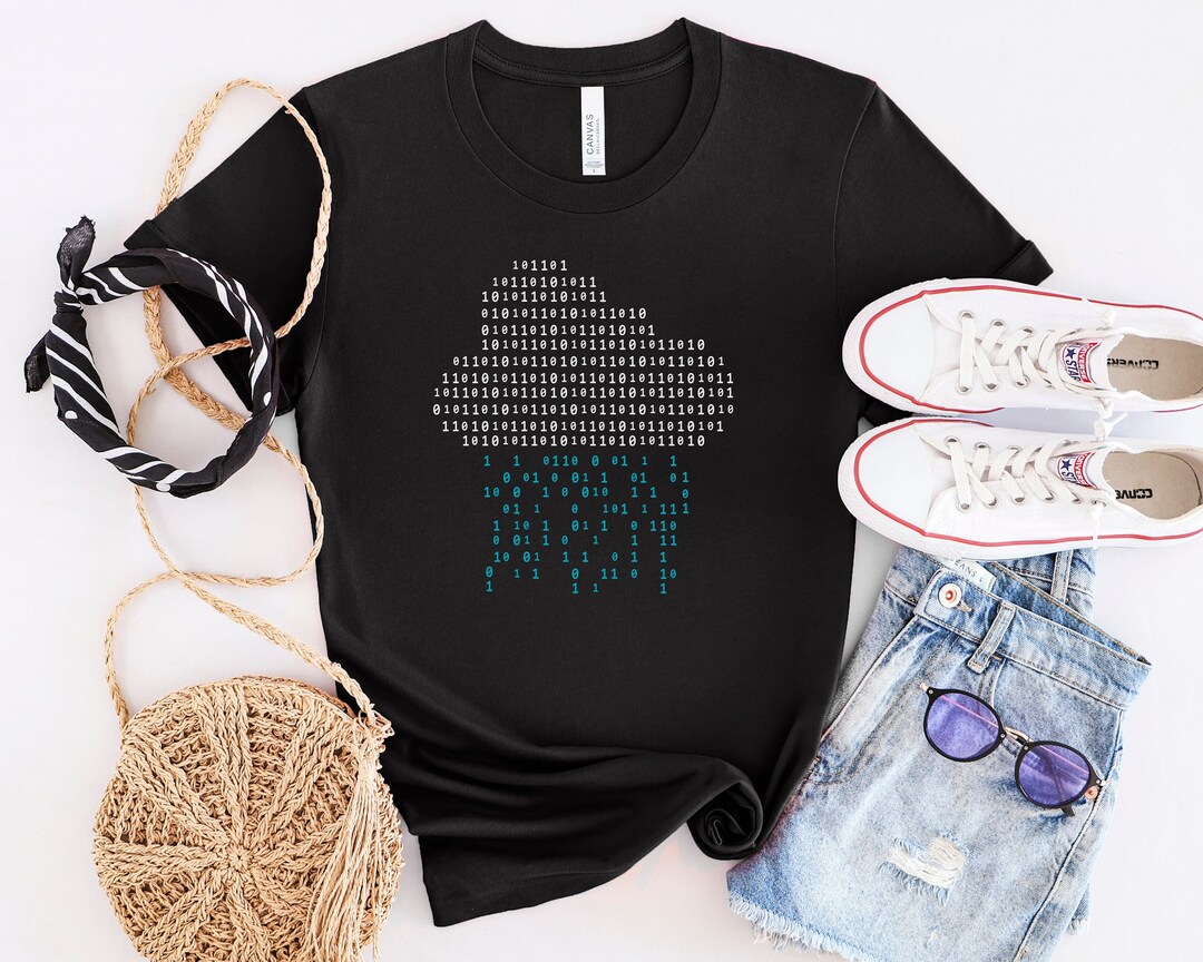 Binary Rain Cloud Shirt, Coding Shirt, Binary Code Design, Software ...