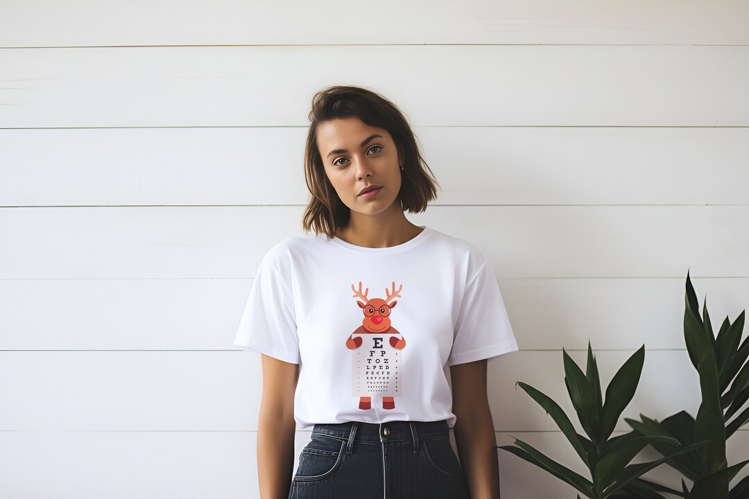 Cute Reindeer Glasses Shirt, Cute Eyechart Tee, Gift for Optometry ...