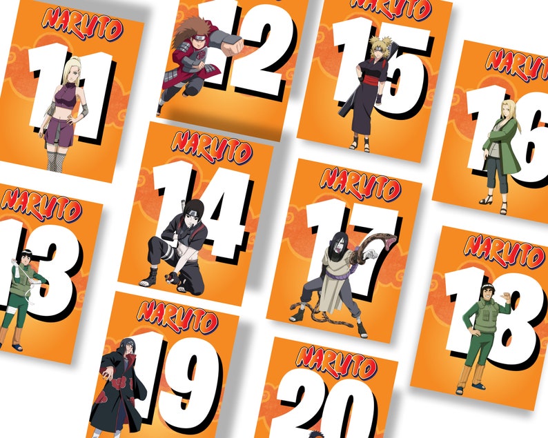 Anime Manga Table Numbers Ninja Table Numbers Anime Birthday Party ...