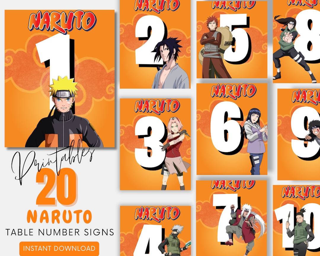 Anime Manga Table Numbers Ninja Table Numbers Anime Birthday Party ...
