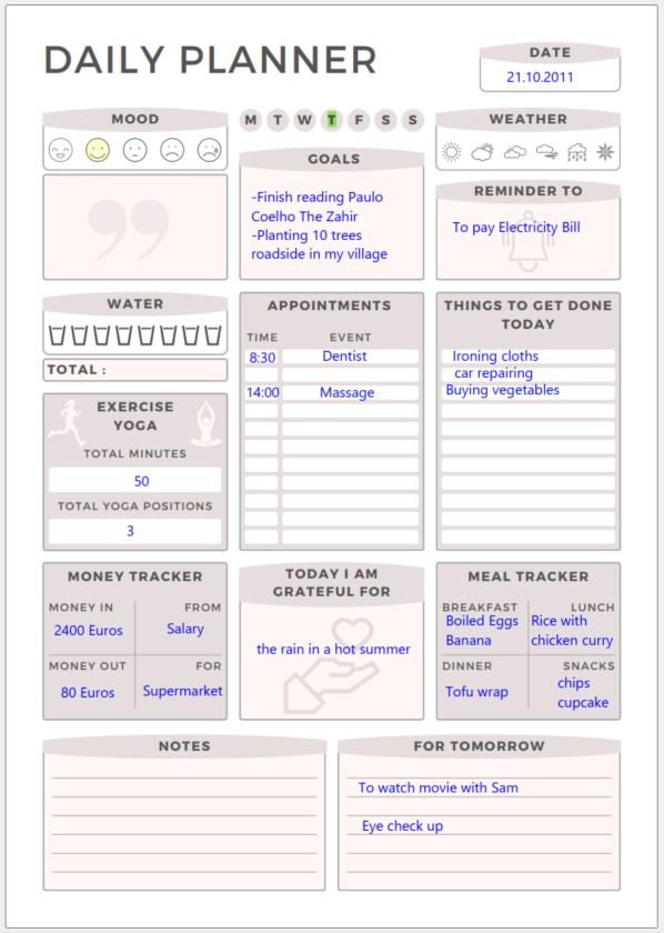 Daily Digital Planner| Digital Download| Printable Planner| Single Page ...