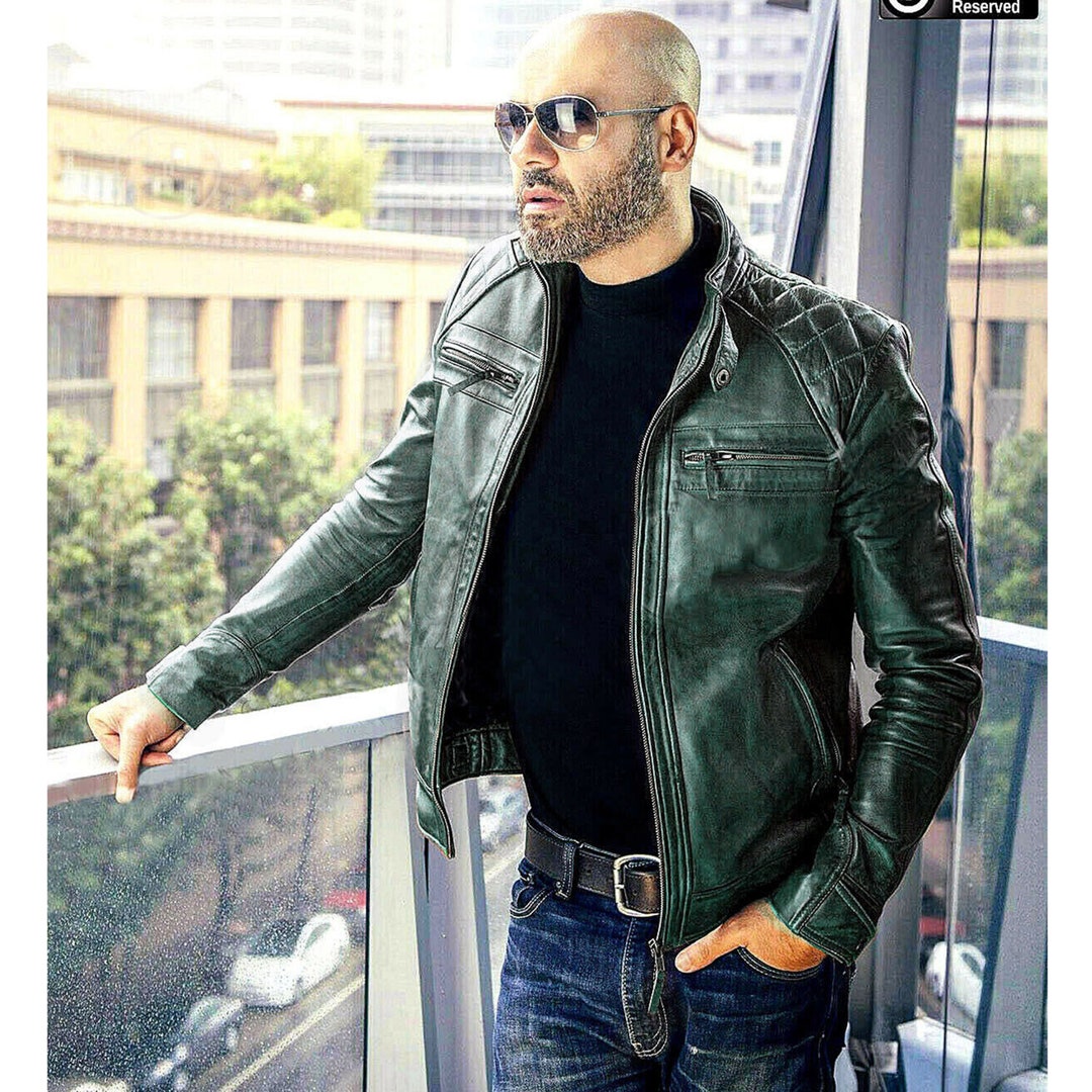 Men Genuine Leather Jacket Café Racer Biker Motorcycle Style - Etsy