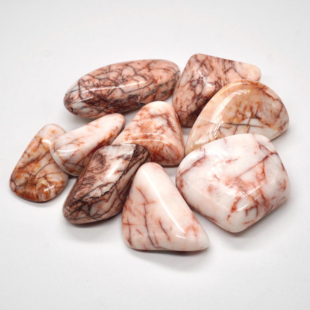 Milky Quartz With Red Iron Staining Vein Lines - Tumble Polished - Etsy