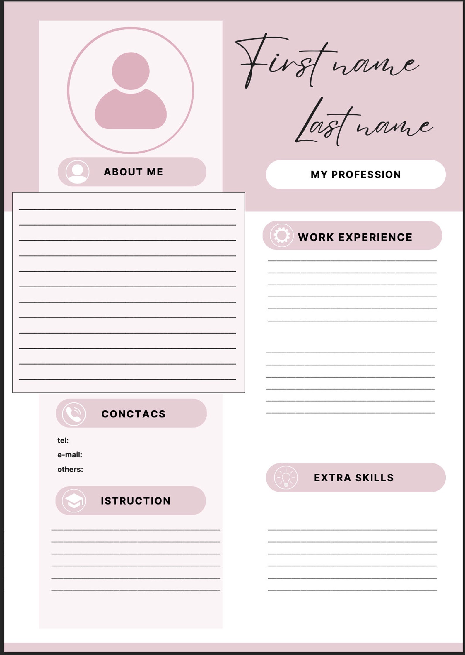 Personal Cv Pink Cv Creative Cv - Etsy