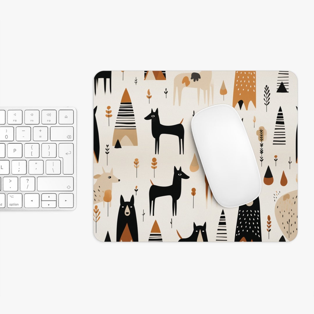 Boho Chic Doggy Dog Mouse Pad. Office Desk Accessories. Round ...