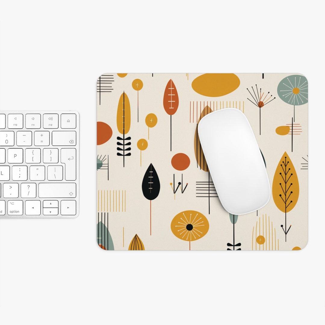 Boho Chic Mid Century Modern Mouse Pad. Office Desk Accessories. Round ...