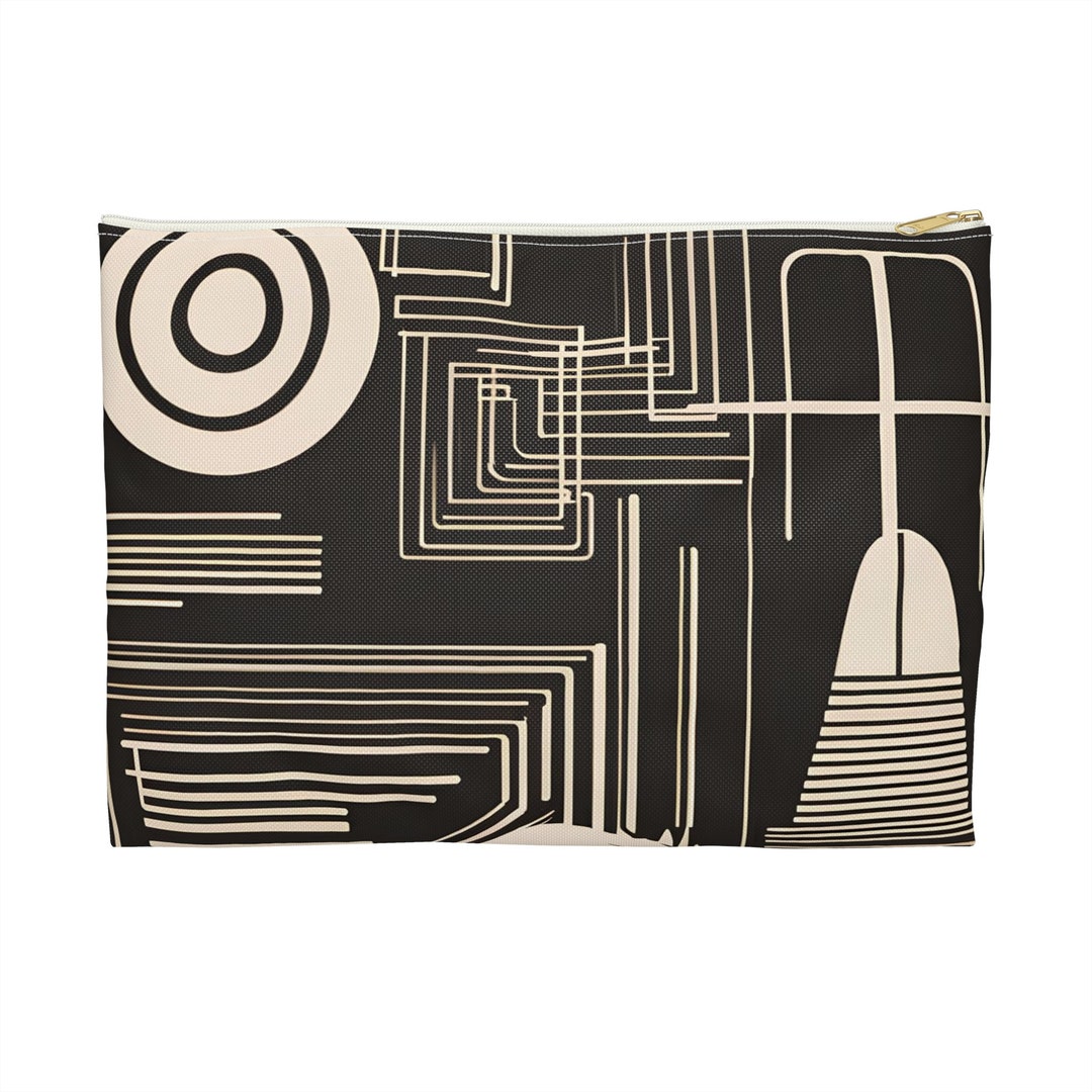 Bauhaus Makeup Bag | Black & White Geometric Zipper Pouch | Mid Century ...