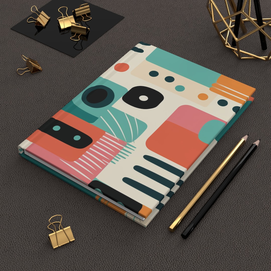 Bauhaus Meet Mid Modern Inspired Hardcover Journal Matte. Retro Vibe ...