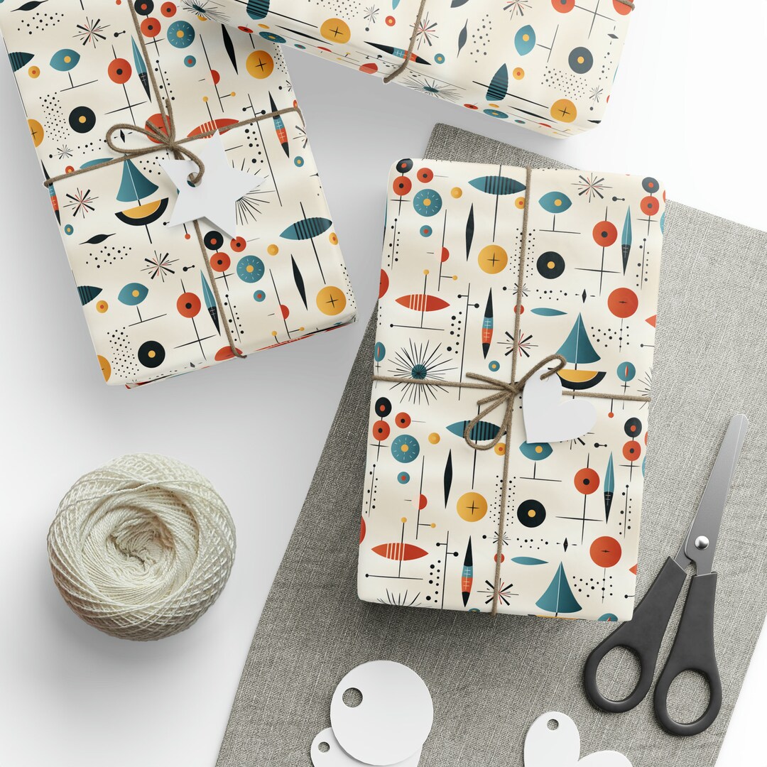 Mid Century Modern Wrapping Paper. Cute Gift Wrap. Retro Vibe Gift Wrap ...