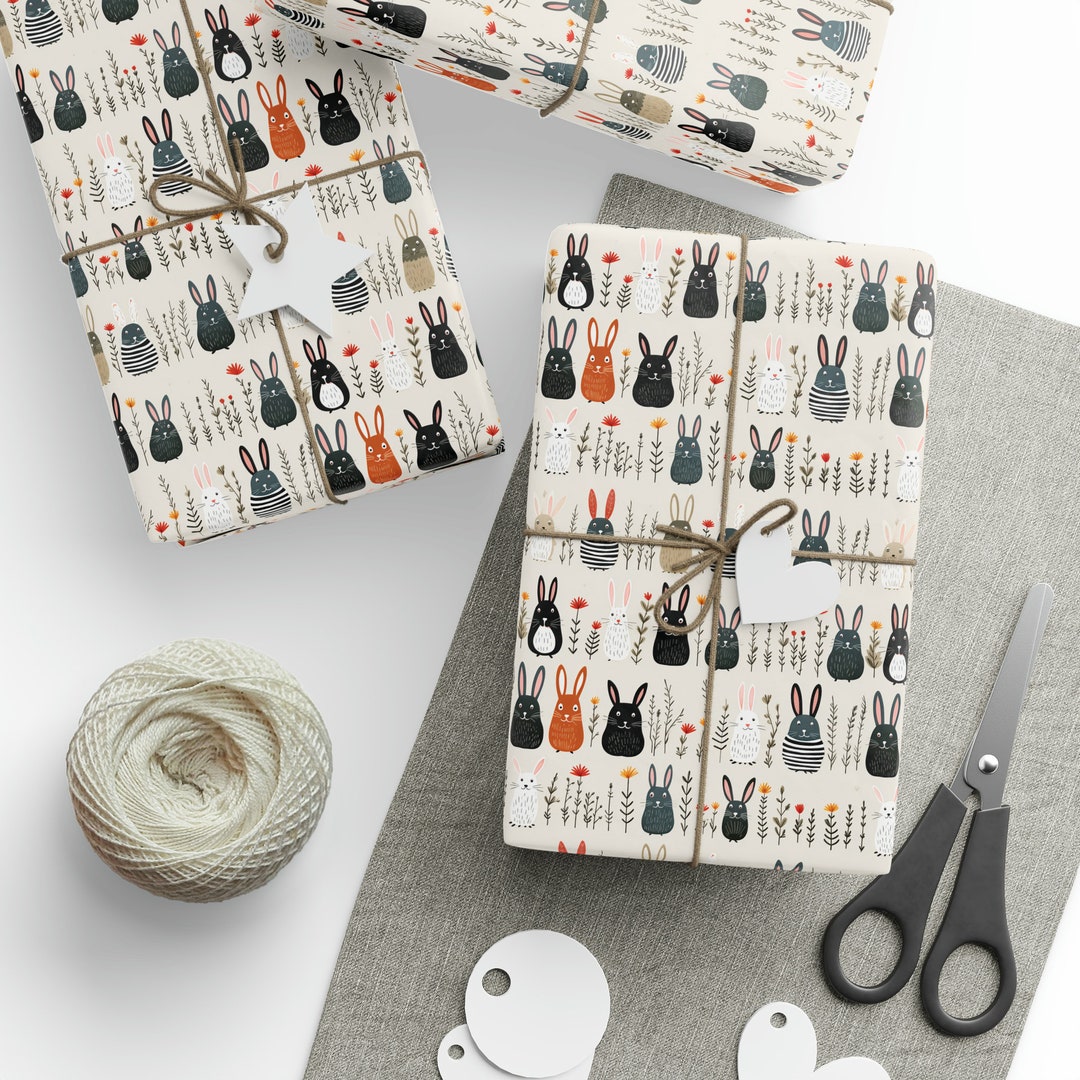 Bunny Rabbit Wrapping Papers. Bunny Lover Wrapping Paper. Cute Gift ...