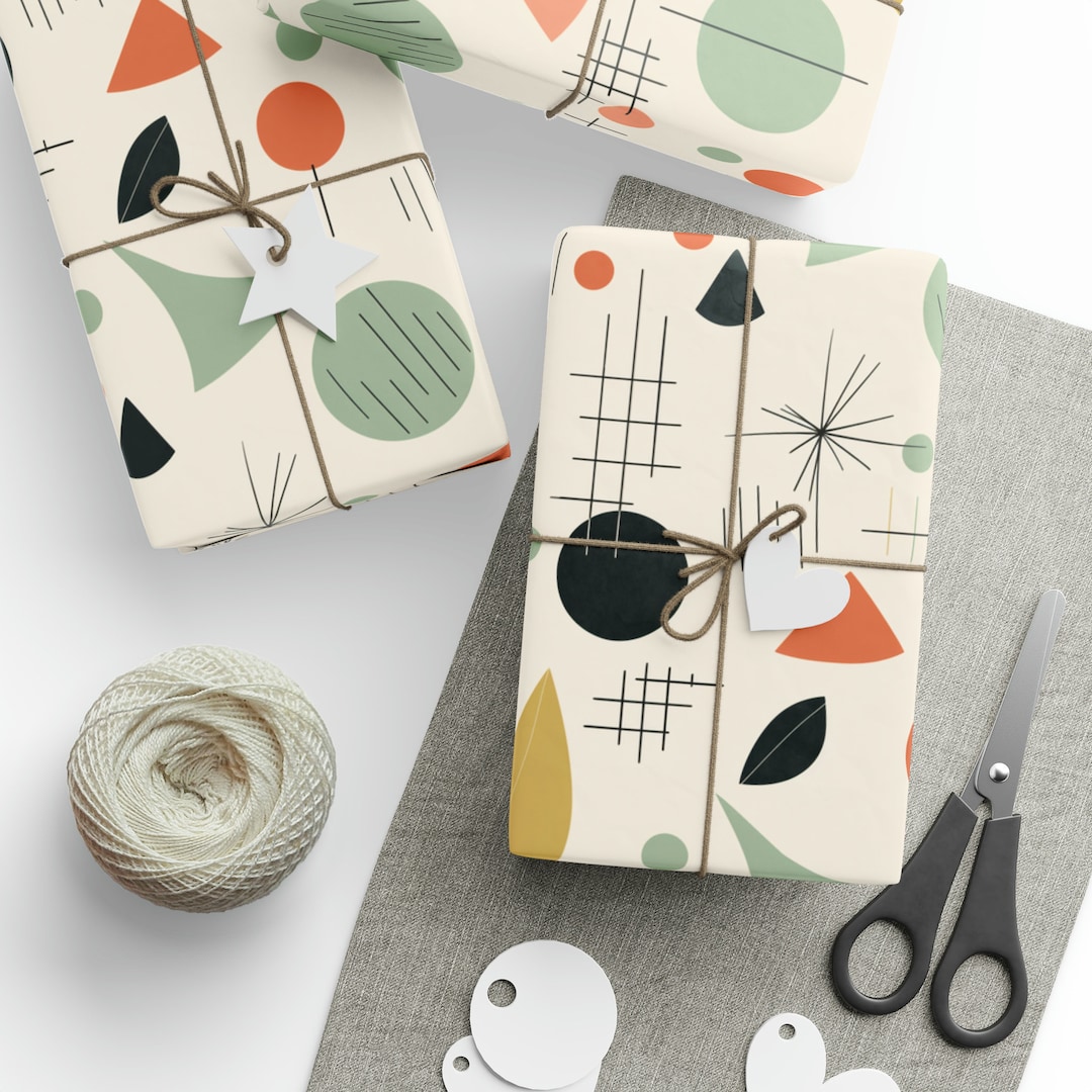 Mid Century Modern Pattern Wrapping Papers. Cute Gift Wrap. Retro Gift ...