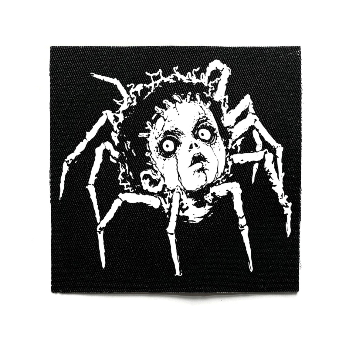 Creepy Doll Head Spider Sew on Patch – Horror, Crust Punk, Goth, Battle ...