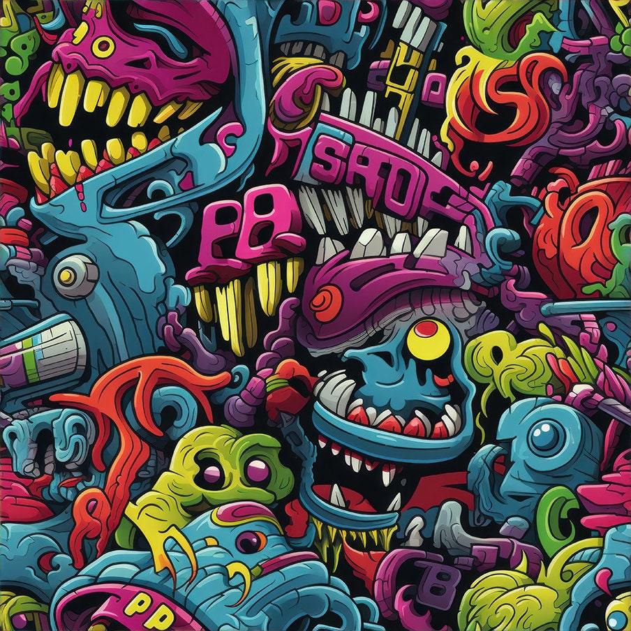 Kustom Kulture, Alternative Art, Graffiti, Digital Paper - Scrapbook ...