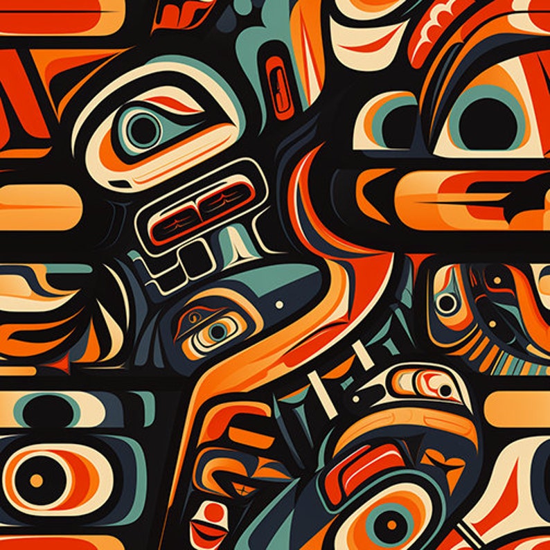 Tlingit/haida Formline Digital Paper, Northwest Coast Art, Scrapbook ...