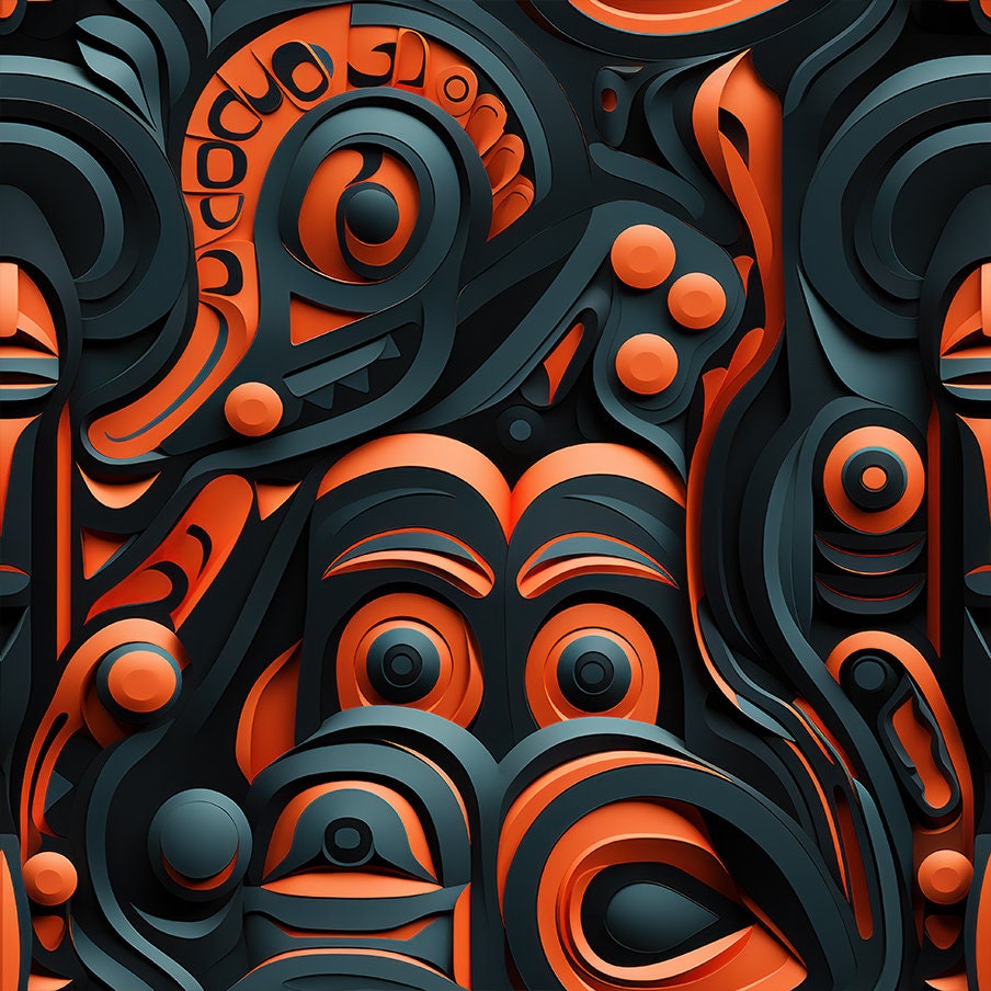 Tlingit/haida Formline Digital Paper, Northwest Coast Art, Scrapbook ...