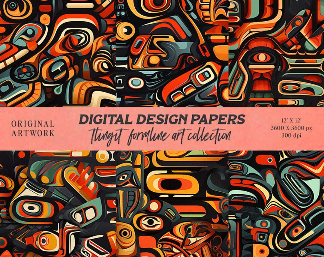Tlingit/haida Formline Digital Paper, Northwest Coast Art, Scrapbook ...