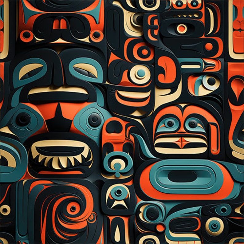 Tlingit/haida Formline Digital Paper, Northwest Coast Art, Scrapbook ...