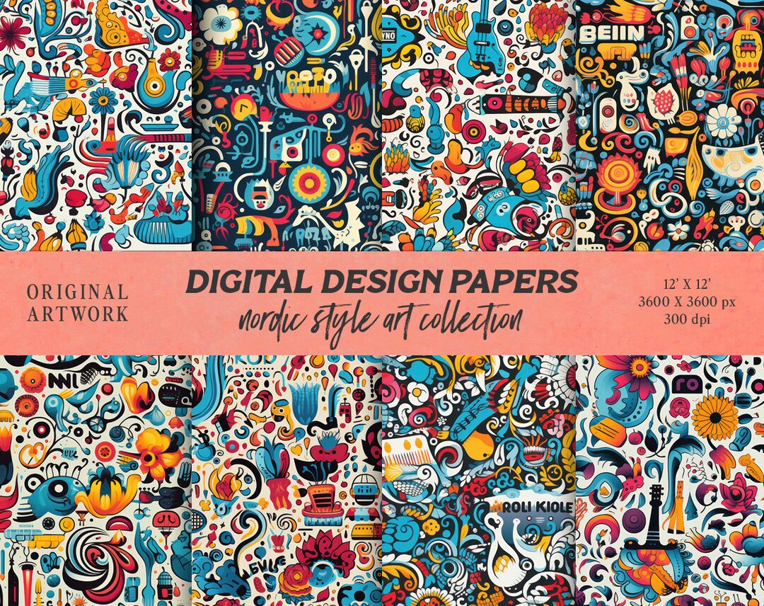 Nordic Designs Digital Paper - Scrapbook Papers - Seamless Pattern ...