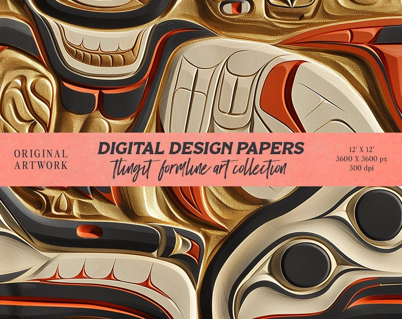 Tlingit/haida Formline Digital Paper, Northwest Coast Art, Scrapbook ...