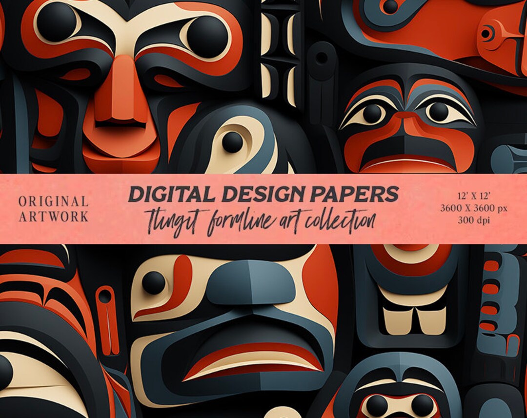 Tlingit/haida Formline Digital Paper, Northwest Coast Art, Scrapbook ...