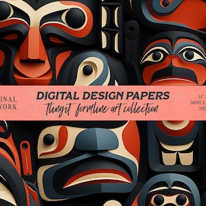 Tlingit/haida Formline Digital Paper, Northwest Coast Art, Scrapbook ...