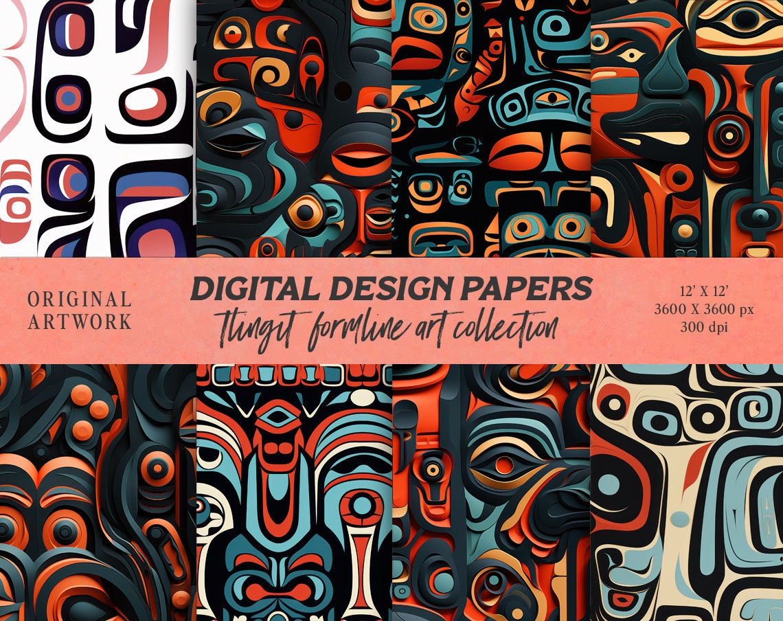 Tlingit/haida Formline Digital Paper, Northwest Coast Art, Scrapbook ...