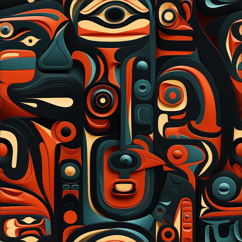 Tlingit/haida Formline Digital Paper, Northwest Coast Art, Scrapbook ...