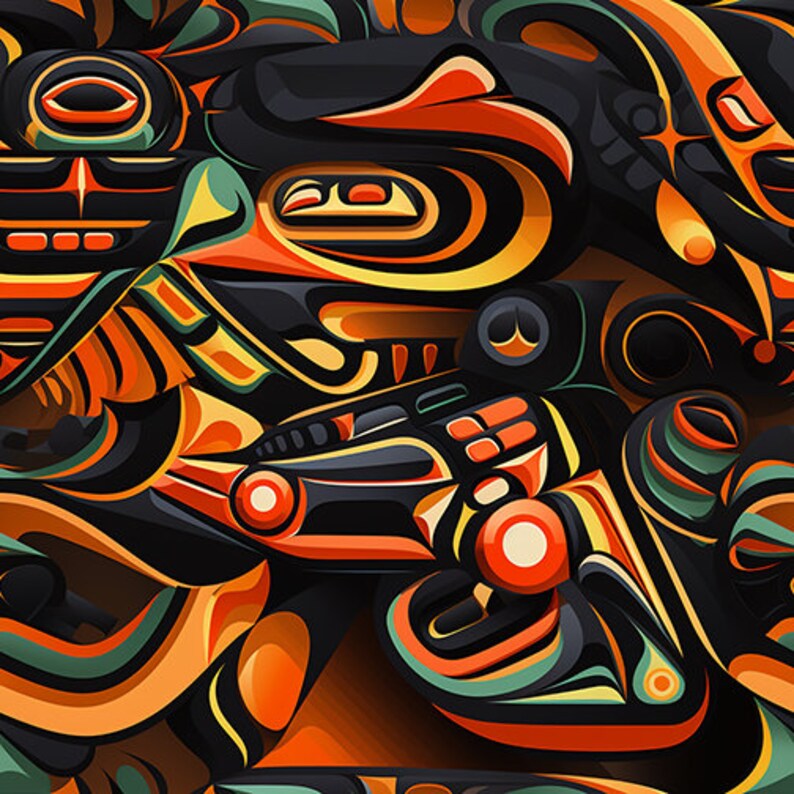 Tlingit/haida Formline Digital Paper, Northwest Coast Art, Scrapbook ...